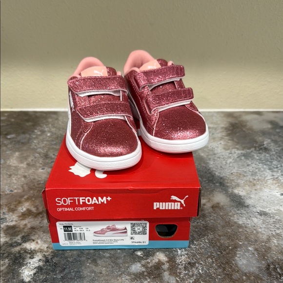 Puma | Shoes | Puma Pink Sneakers With Velcro Straps | Poshmark
